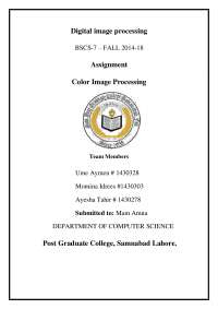 Color Models in Digital Image Processing - Docsity