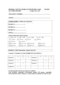 Examen resuelto de Econometria (3º de ADE) - Exámenes de Econometría - Docsity