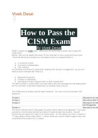 How to Pass the CISM Exam.docx - Docsity