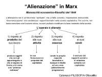Alienazione in Marx | Schemi e mappe concettuali di Filosofia - Docsity