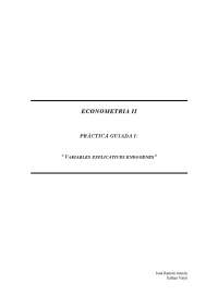 Econometria 2 ub - Ejercicios de Economía - Docsity