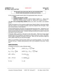 Exam 3 Answer Key - General Chemistry II | CHEM 1131 - Docsity