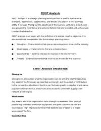SWOT Analysis - Tool for gaining Competitive Advantage - Docsity