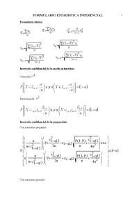 FORMULARIO ESTADISTICA INFERENCIAL Formulario básico Intervalo confidencial - Ejercicios de ...