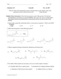 Exam 3 Questions | Organic Chemistry I | CHEM 313 - Docsity