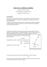 PRÁCTICA 5: PÉNDULO SIMPLE - Ejercicios de Psicología | Docsity