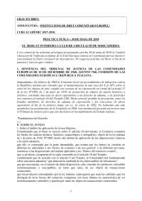Practica Derecho Comunitario - Ejercicios de Derecho de la Unión Europea - Docsity