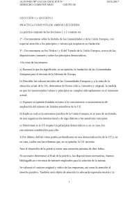 PRÁCTICA COMUNITARIO LECCIÓN 1 Y 2 - Ejercicios de Derecho de la Unión Europea - Docsity
