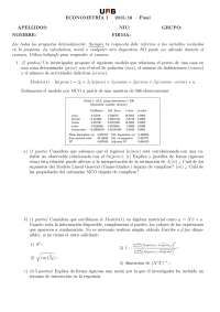 Examen econometria 1 - Ejercicios de Econometría - Docsity