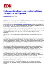 Invisibility cloaks for earthquakes - Docsity