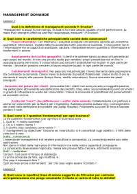 Domande d'esame management e strategie aziendali - Docsity