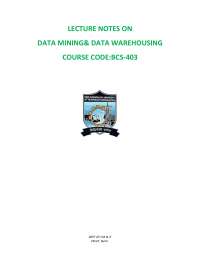 Datawarehouse and data mining - Docsity