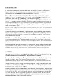 Movimento letterario dell'ermetismo - Docsity