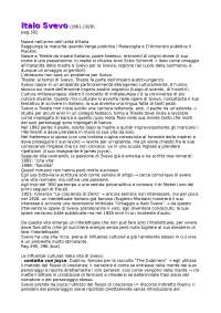 Italo Svevo - vita, stile e opere principali - Docsity