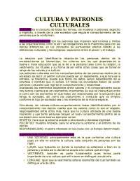 CULTURA Y PATRONES CULTURALES - Docsity