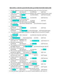 Biochemistry Multiple Choice questions - Docsity