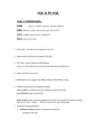 SQL and PL/SQL Notes - Docsity