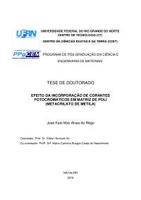 EFEITO DA INCORPORAÇÃO DE CORANTES FOTOCROMÁTICOS EM MATRIZ DE POLI ...