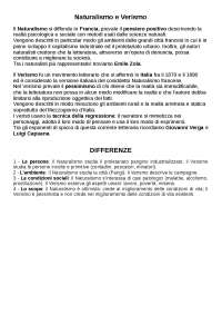 Naturalismo, Verismo e differenze - Docsity