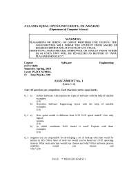 Software engineering assignment one - Docsity