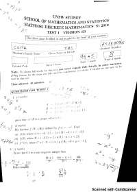 Discrete Mathematics test 1 questions UNSW - Docsity
