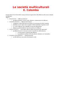 Le società multiculturali - Enzo Colombo - Docsity