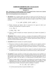 Examen Teoria de Econometría I Julio 2015 UVa - Docsity