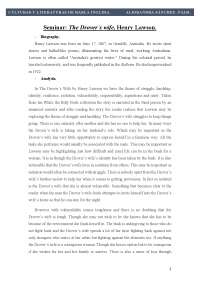 Henry Lawson, The Drover´s wife. - Docsity