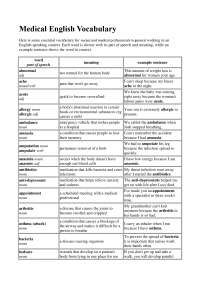 Medical English Vocabulary - Docsity