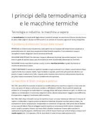 Principi della TERMODINAMICA e le macchine termiche - Docsity