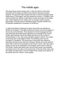 The middle ages in inglese - Docsity