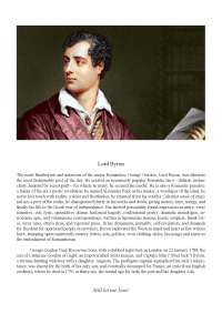 LORD BYRON AND ROMANTICISM - Docsity