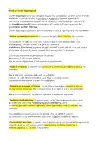 Verbi fraseologici- spiegazione ed esempi - Docsity