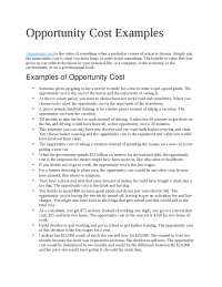 Opportunity Cost Examples. - Docsity