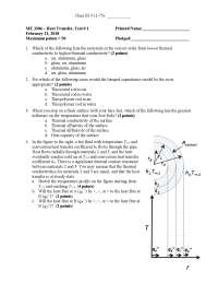 Test 1 Questions | Heat and Mass Transfer | ME 3304 - Docsity