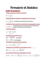 Formulario principali formule di statistica - Docsity