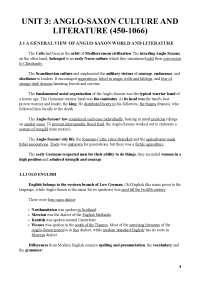 ICONOS UNIT 3 - ANGLO SAXON CULTURE AND LITERATURE - Docsity