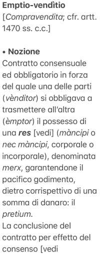 L'Emptio-venditio nel diritto romano - Docsity