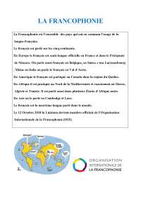 Riassunto "La Francophonie" | Sintesi del corso di Francese | Docsity