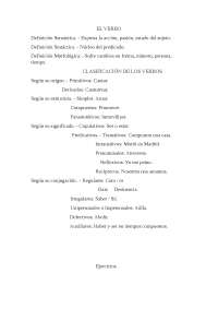 El verbo- Clasificación y ejericios. - Docsity