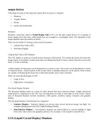 Input output devices and storage methods in computer - Docsity