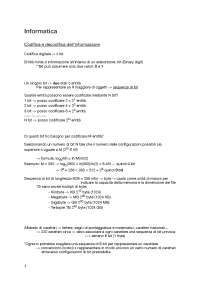 Preparazione Esame Informatica | Schemi e mappe concettuali di Elementi di Informatica | Docsity