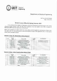 Electrical Engineering Course Outline - Docsity