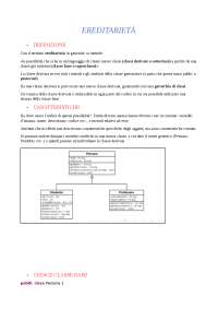 Ereditarietà in java | Appunti di Informatica | Docsity