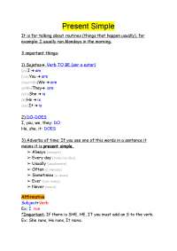 Presente simple: tiempo en inglés - Docsity