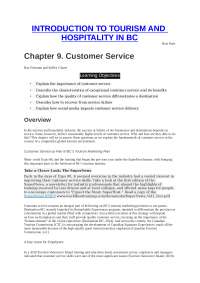 INTRODUCTION TO TOURISM AND HOSPITALITY - Docsity