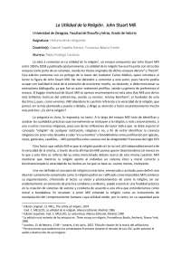 Reseña "La Utilidad de la Religión", Stuart Mill - Docsity