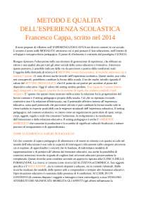 Metodo e qualità dell'esperienza scolastica, Francesco Cappa - Docsity