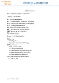 Computer Architecture : Introduction and the Basic Modules - Docsity