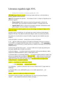Literatura española del siglo XVI - Docsity